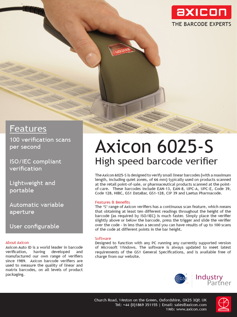 Axicon 6025 S Barcode Verifier | PDF | Barcode | Universal Product Code