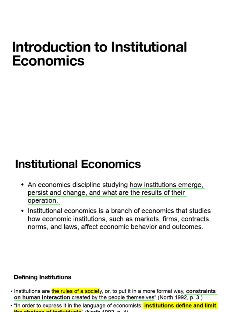 Introduction To IE | PDF | Institution | Economics