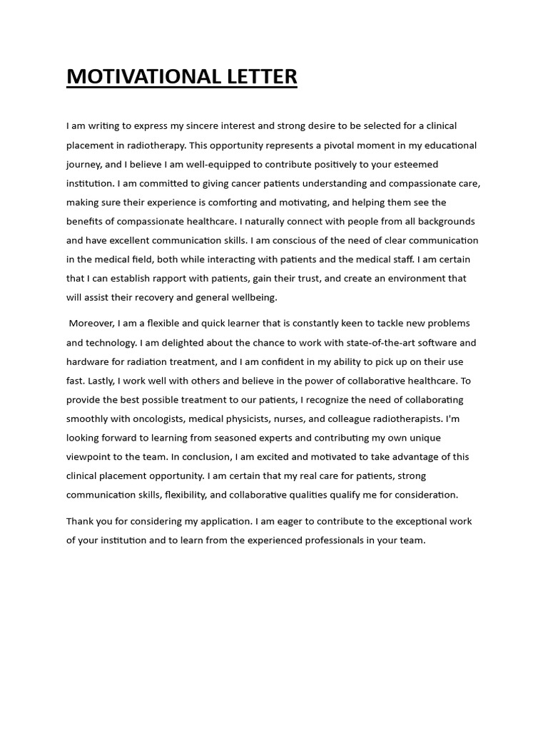 Motivational Letter | PDF