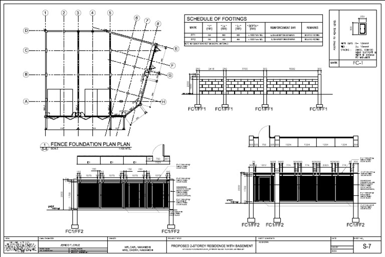 Fence Foundation Plan Plan: Schedule of Footings | PDF | Materials ...