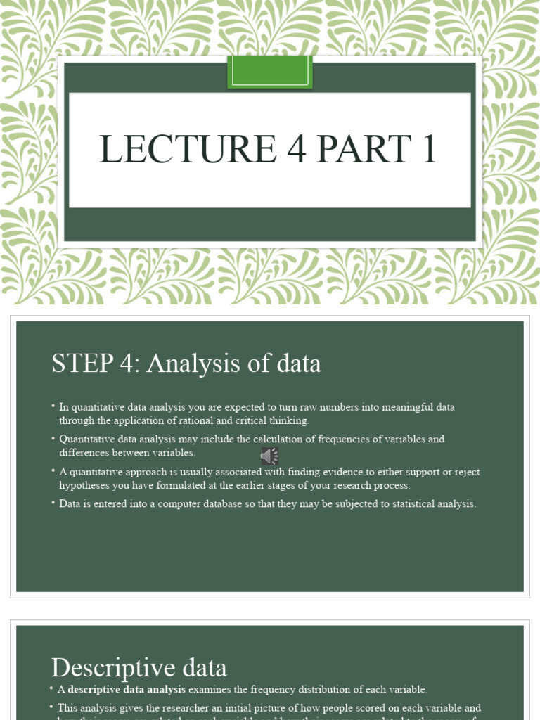 Chapter 2 Research Methods - Lecture 4 Part 1 | PDF | Statistics | Mean