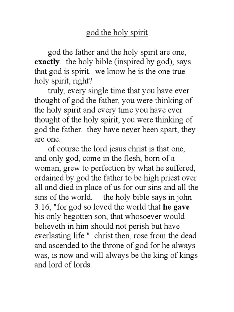 Understanding the Holy Spirit and God | PDF