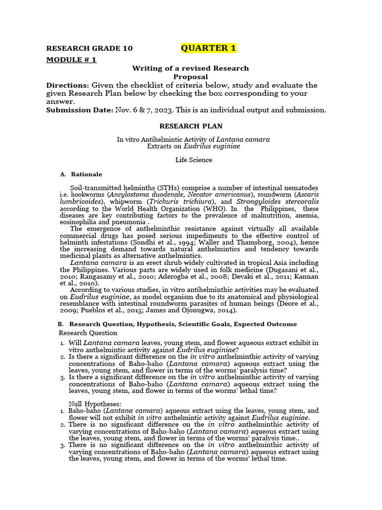 Quarter 1 Module 1 | PDF | Clinical Medicine | Parasitology