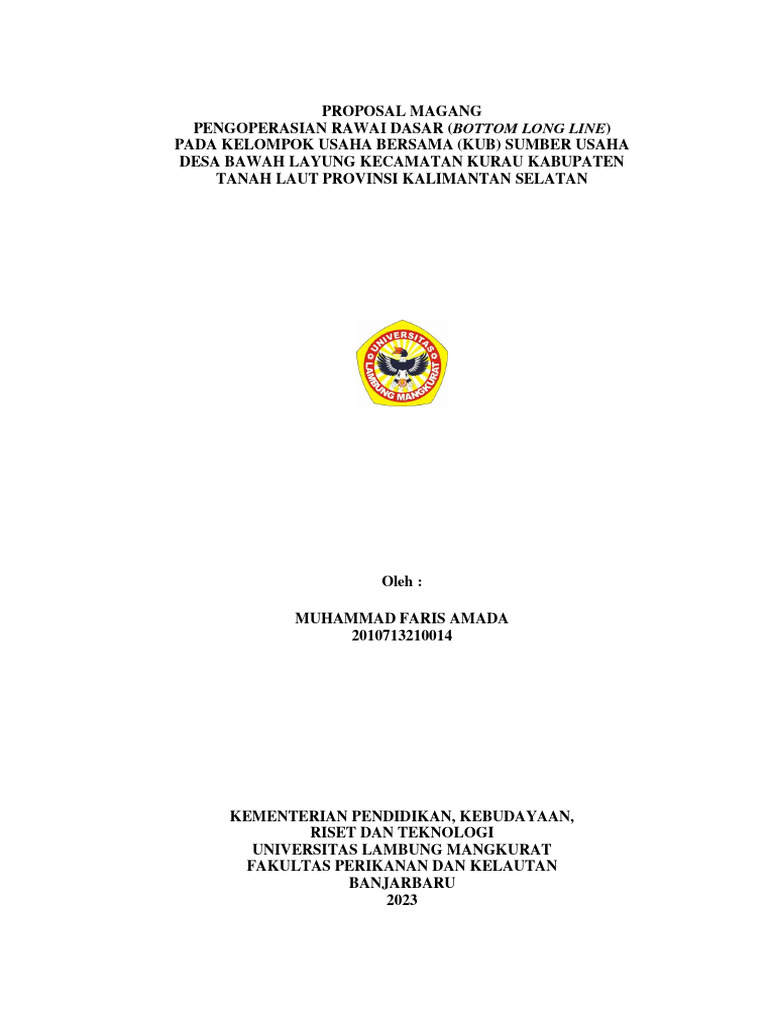 Proposal Magang Muhammad Faris Amada | PDF