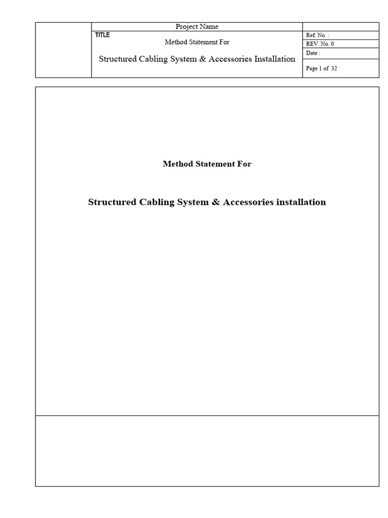 Method Statement For Structured Cabling System & Accessories Installation | PDF | Optical Fiber ...