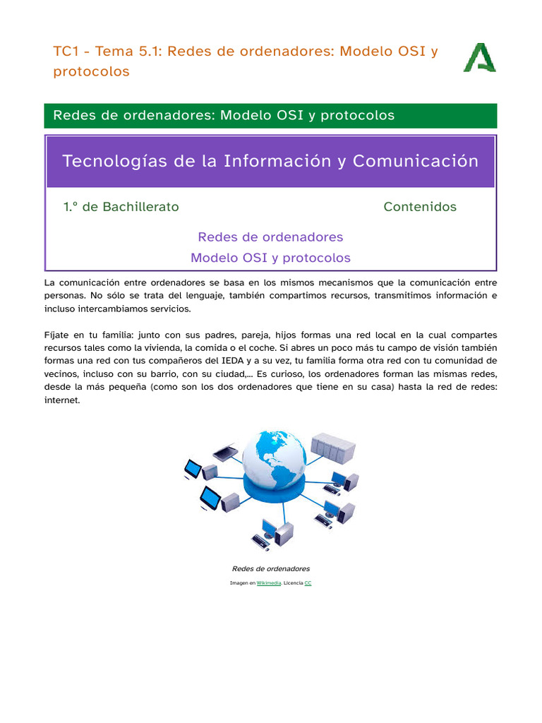 TC1 - Tema 5.1 Redes de Ordenadores Modelo OSI y Protocolos | PDF | Red de computadoras ...