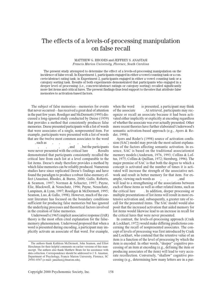 FalseMemoryImaging ArticleAnalAss | PDF | Recall (Memory) | Memory