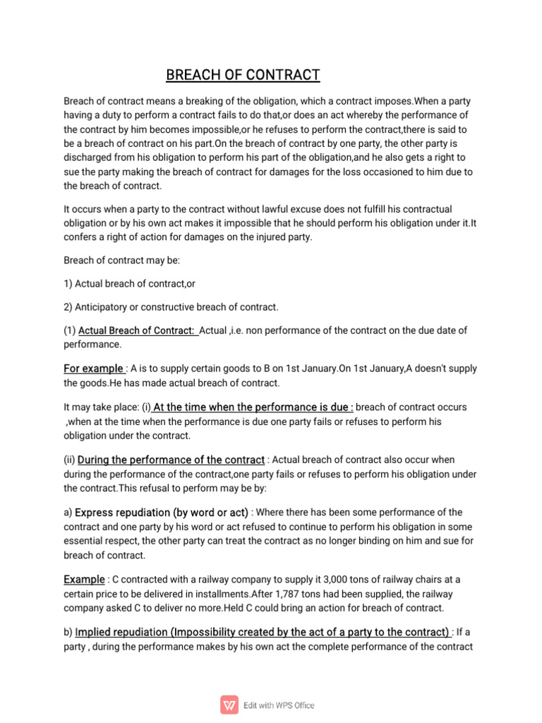 Breach of Contract | PDF