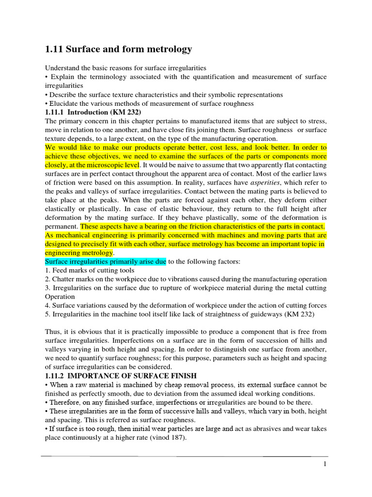 Metrology M1 Surface and form Metrology Part II v1 | PDF