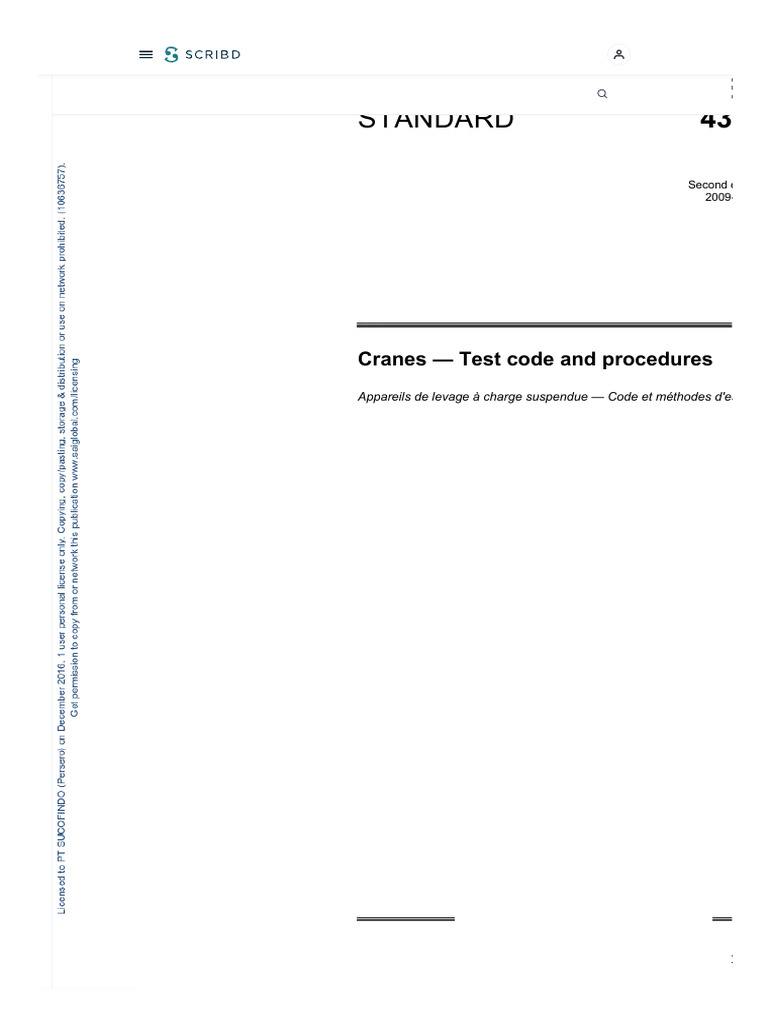 Iso 4310 - 2009 Cranes - Test Code and Procedures - PDF | PDF ...