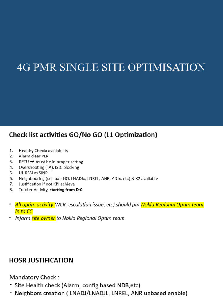 4G PMR Single Site Optimisation Ver1.2 | PDF | Computing | Electronic Engineering