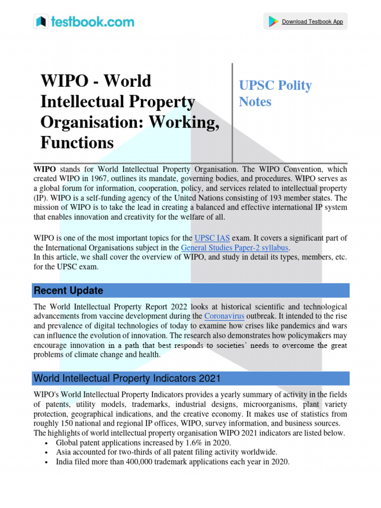 Wipo World Intellectual Property Organisation 4abdf747 | PDF | World ...