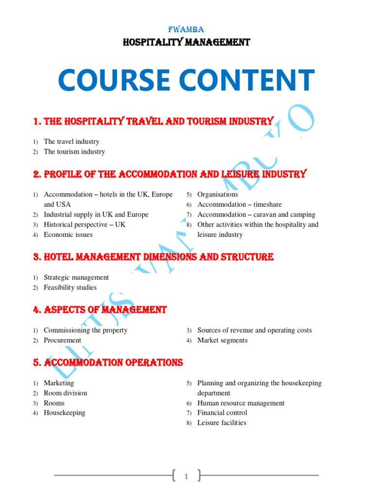 The Hospitality Management Notes | PDF | Franchising | Tourism