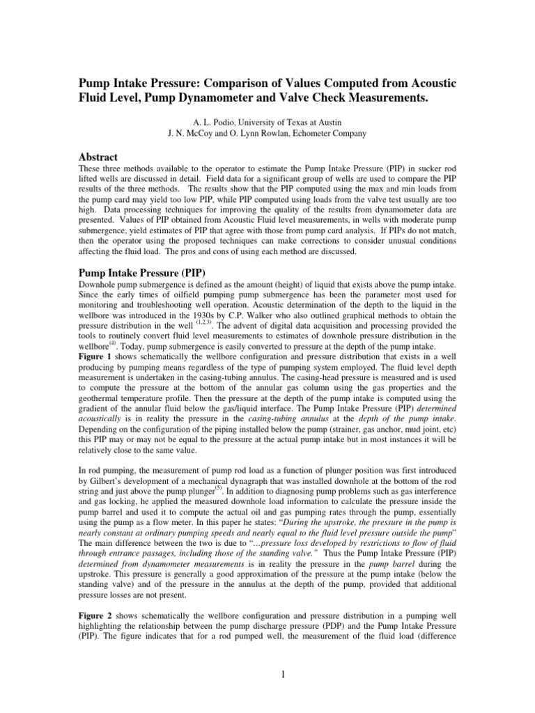 Pump Intake Pressure Comparison of Values SWPSC 2009 | PDF | Pressure ...
