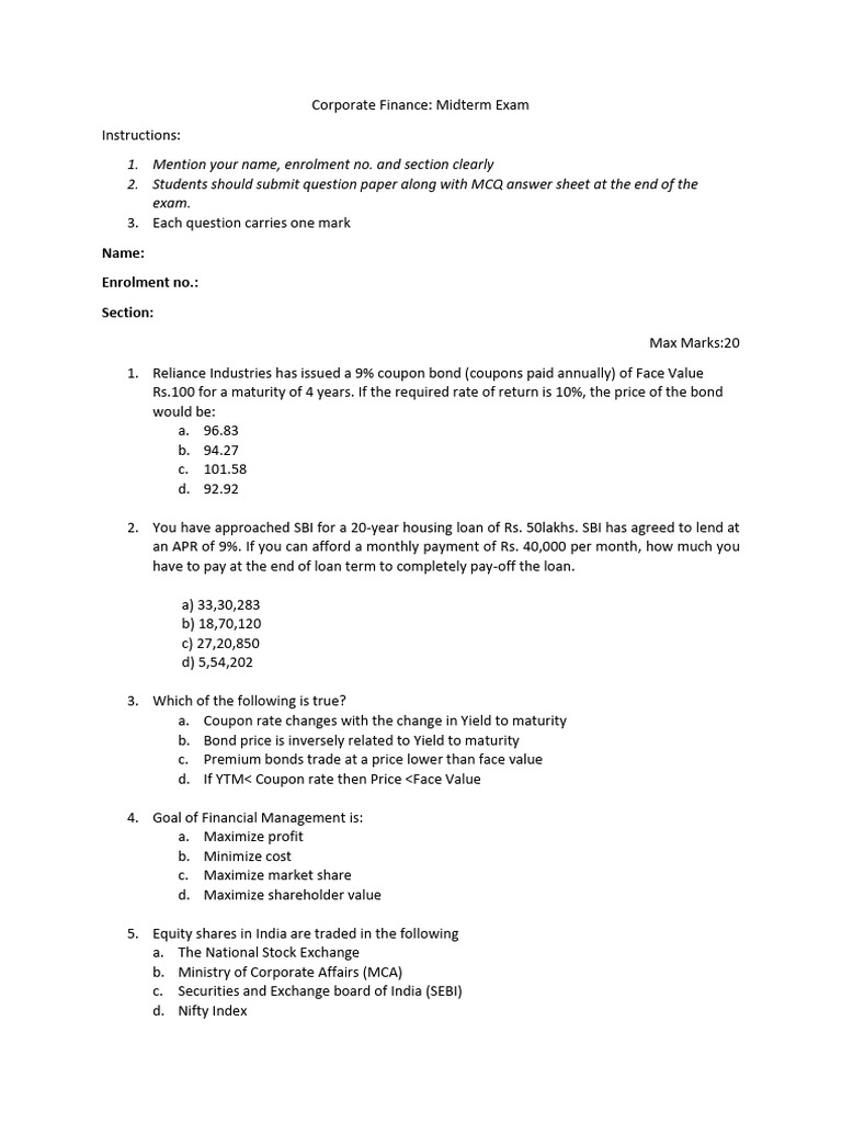 Set C Final | PDF | Bonds (Finance) | Interest Bearing Instruments