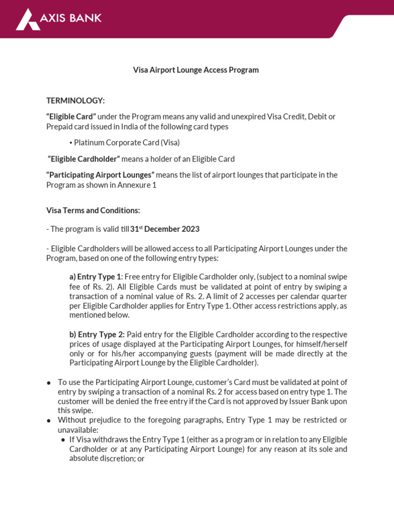 Lounge List Visa | PDF | Visa Inc. | Debit Card