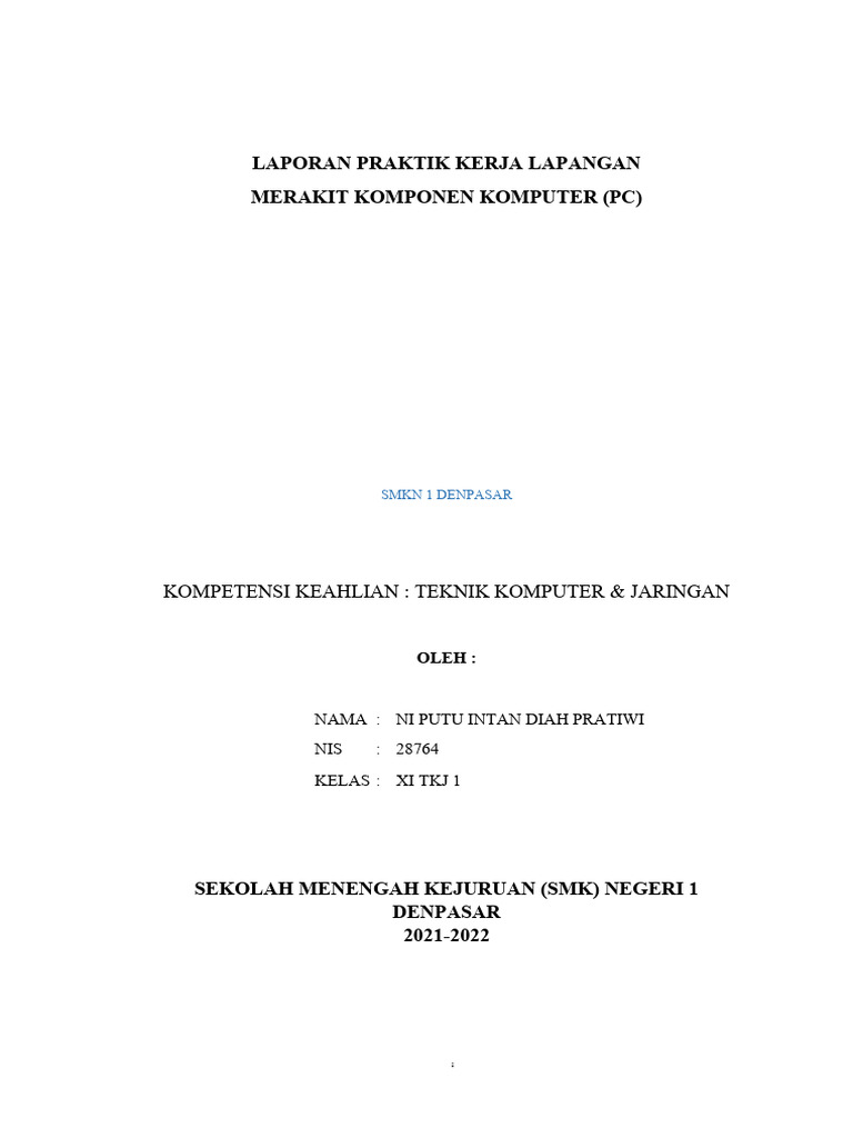 Laporan PKL Diah - 28 - Xi Tkj1 | PDF