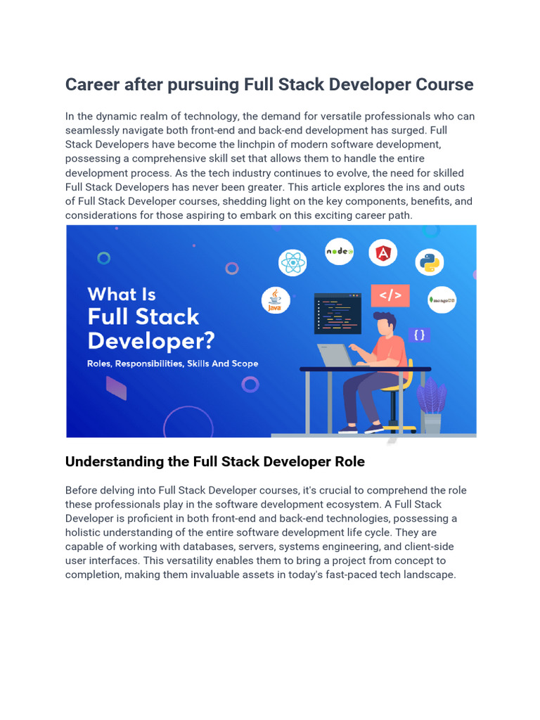 Full Stack Developer Career 2024 PDF | PDF | Cost Of Living | Software Development