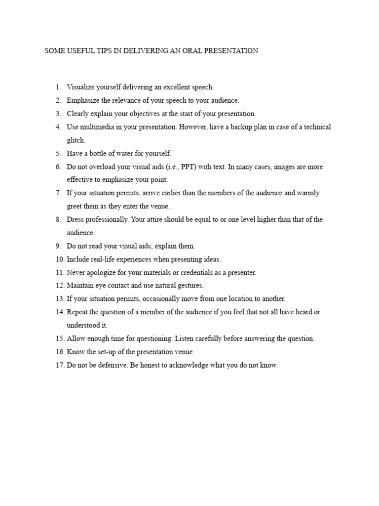 Effective Oral Presentation Tips | PDF