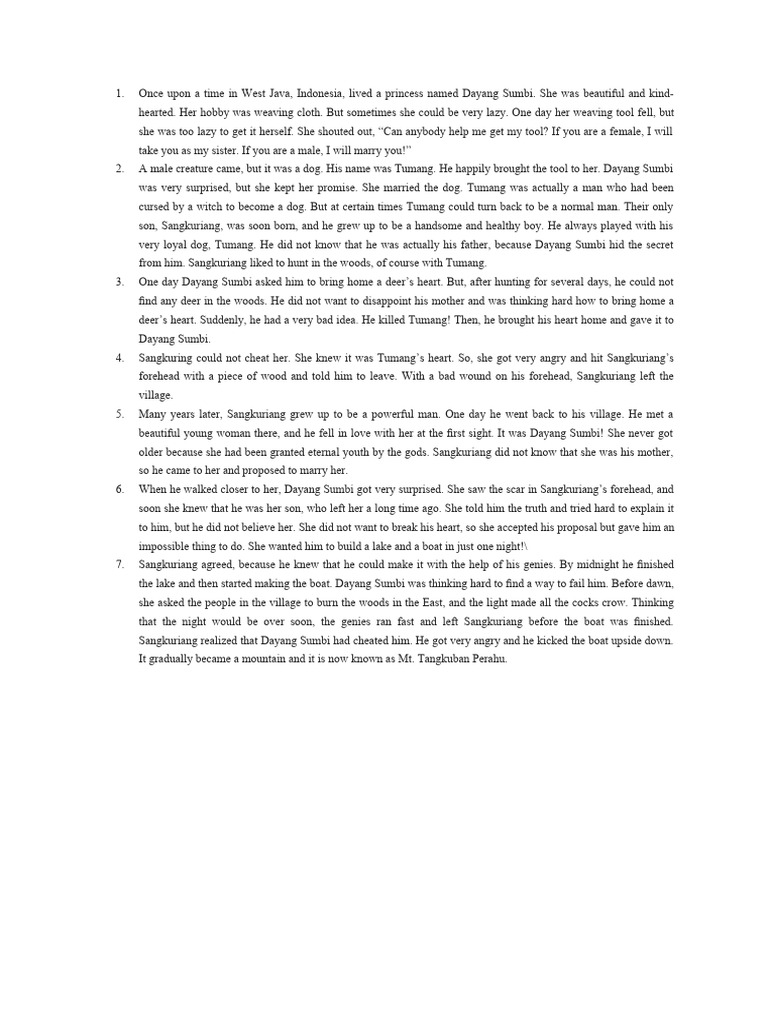 Materi Chapter VII Sangkuriang Story | PDF