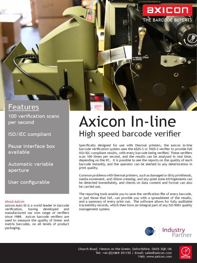 Axicon In-Line Barcode Verification System | PDF | Barcode | Computing