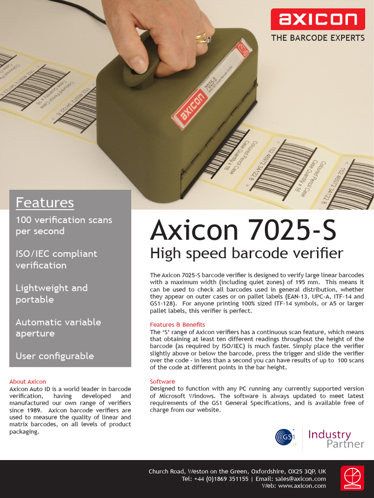 Axicon 7025 S Barcode Verifier | PDF | Barcode | Universal Product Code