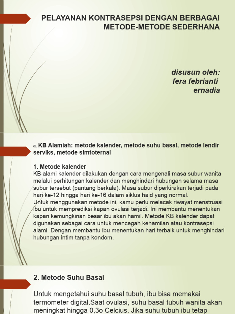 Metode Kontrasepsi Sederhana dan Modern | PDF