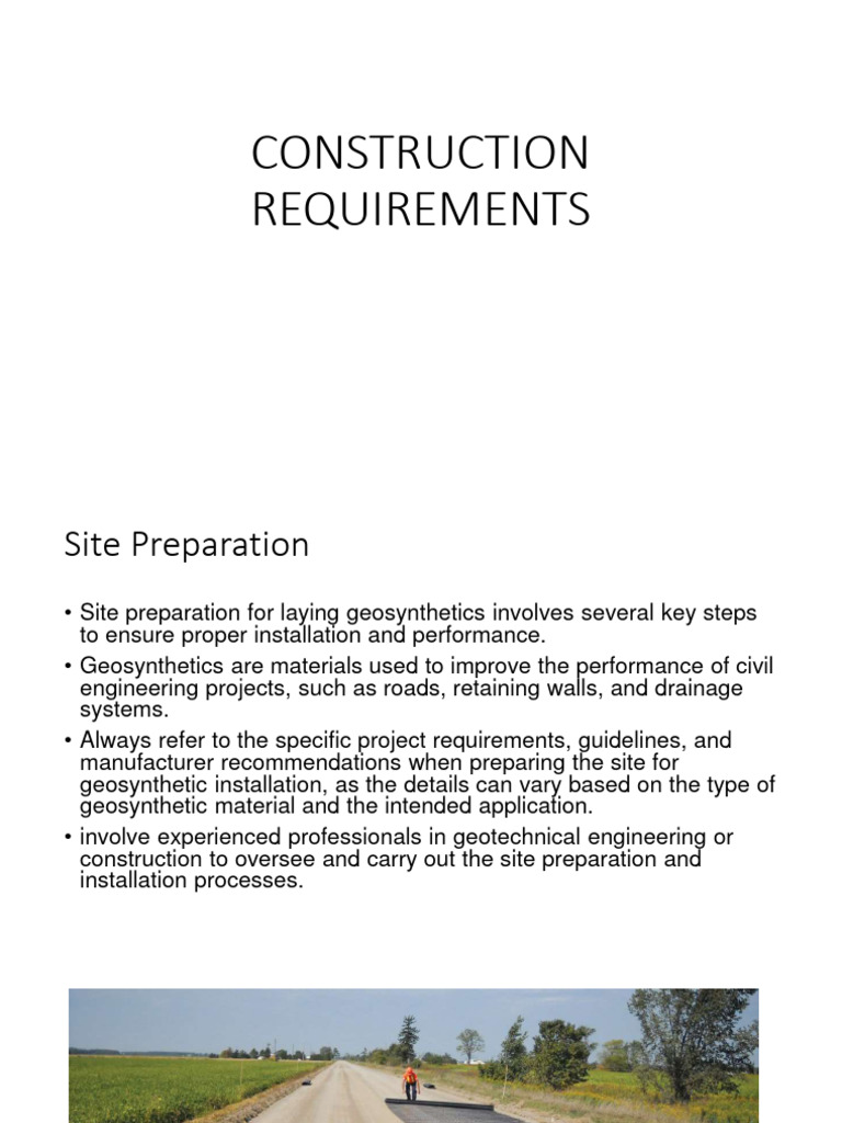 CONSTRUCTION REQUIREMENTS of Geosynthetics | PDF