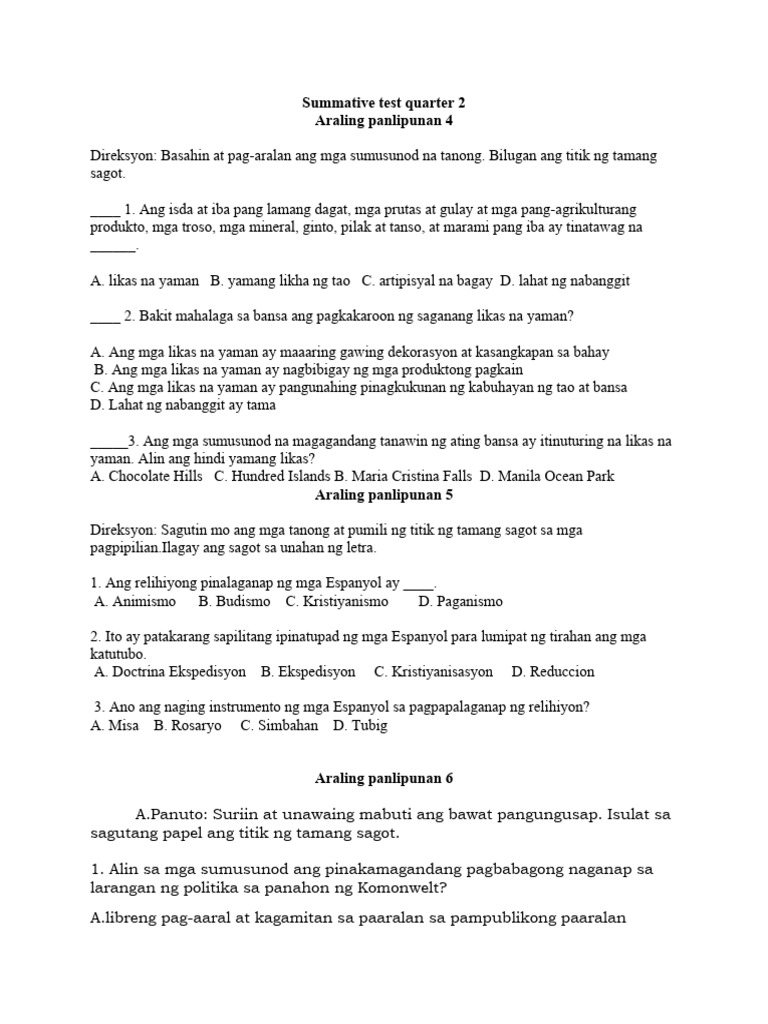 Summative Test Quarter 2 AP456 | PDF