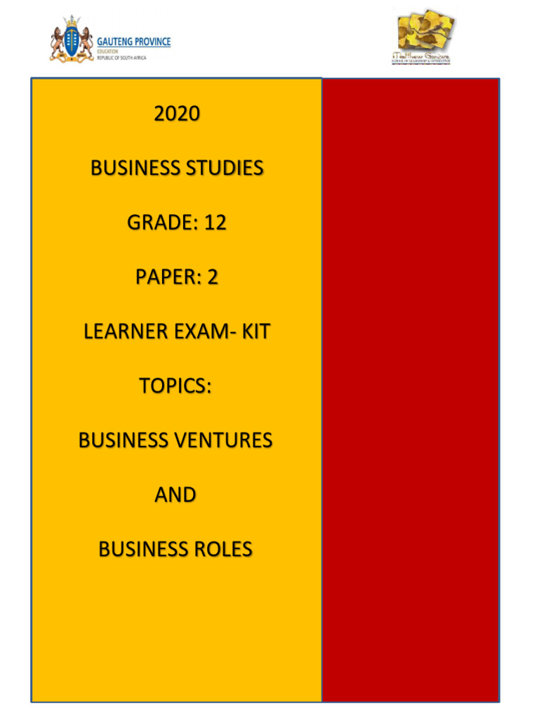 2020 Business Studies Business Studies Grade 12 Paper 2 Exam Kit. | PDF ...