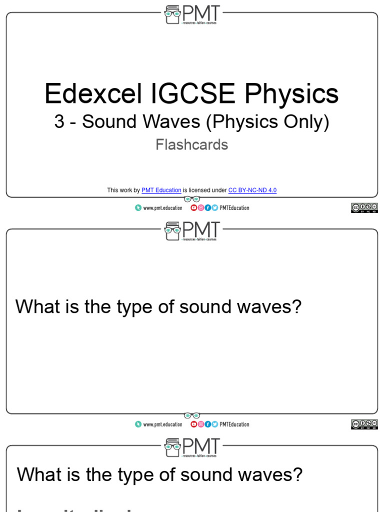 Flashcards - Topic 3 Sound Waves (Physics Only) - Edexcel Physics IGCSE ...