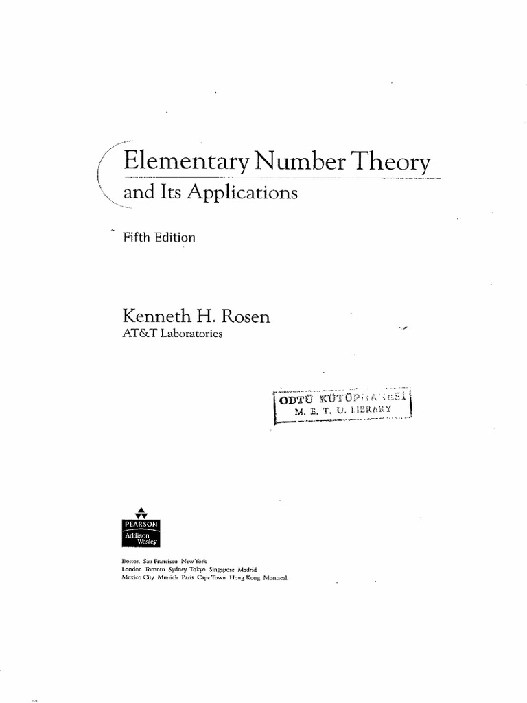 Kenneth H. Rosen - Elementary Number Theory and Its Applications (5th ...