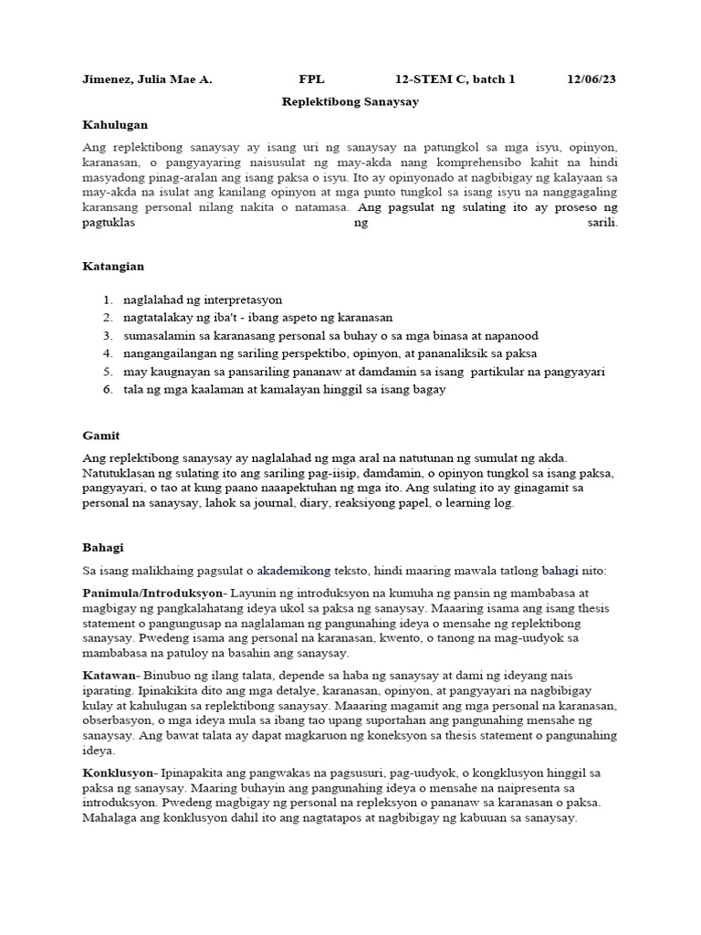 JIMENEZ - Julia Mae Aquino FPL Q2.1 12-STEM C | PDF