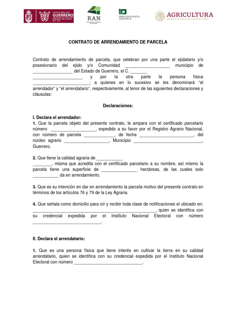 CONTRATO DE ARRENDAMIENTO DE PARCELA - Docx 2023 | PDF | Derecho ... CONTRATO DE ARRENDAMIENTO DE PARCELA - Docx 2023 | PDF | Derecho ...