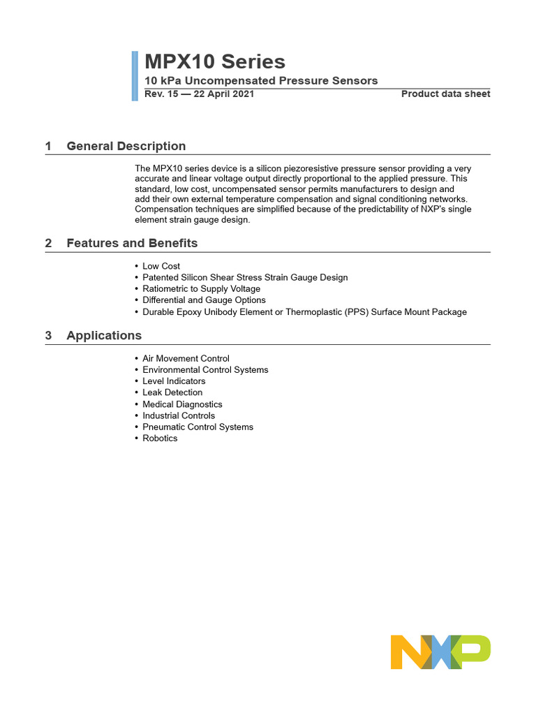 MPX10 | PDF | Contractual Term | Pressure Measurement