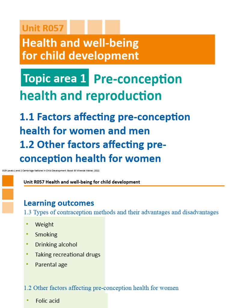 Pre-Conception Health Factors Explained | PDF | Fertility | Pregnancy