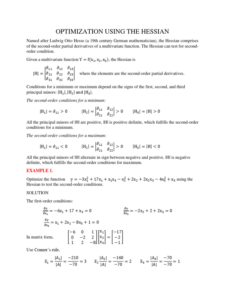 Optimization Using The Hessian | PDF