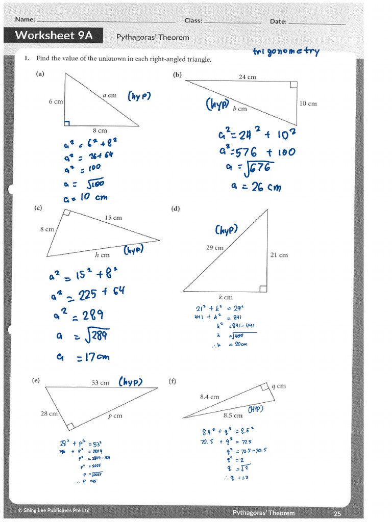 Chapter 9 - Pythagoras Theorem | PDF Chapter 9 - Pythagoras Theorem | PDF
