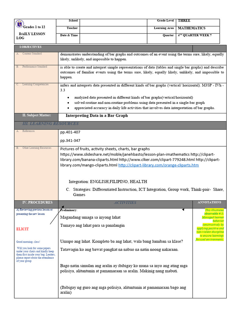 Cot q4 Math 3 Graphs Tagalog | PDF | Constructivism (Philosophy Of ...