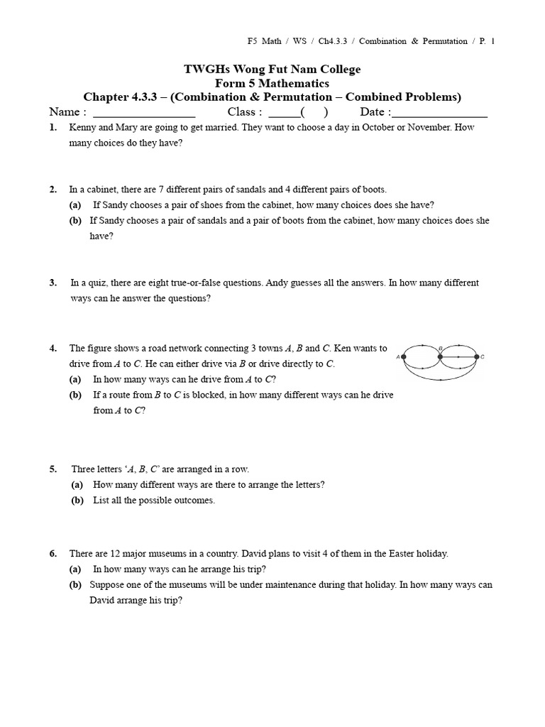 Form 5 Math: Combinations & Permutations | PDF | Language Arts & Discipline