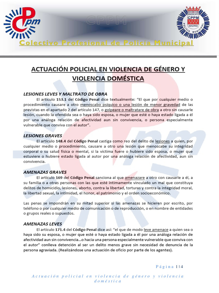 Actuacion Policial en Violencia de Genero y Domestica Marzo2021 | Descargar gratis PDF | La ...