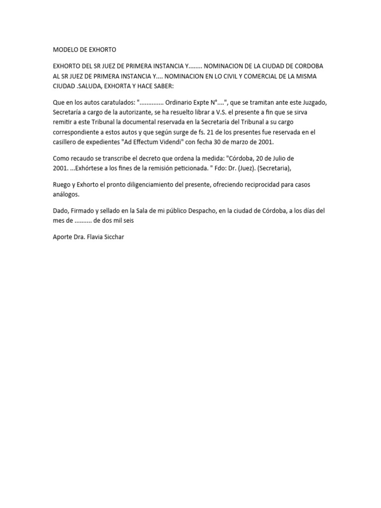Modelo de Exhorto | PDF