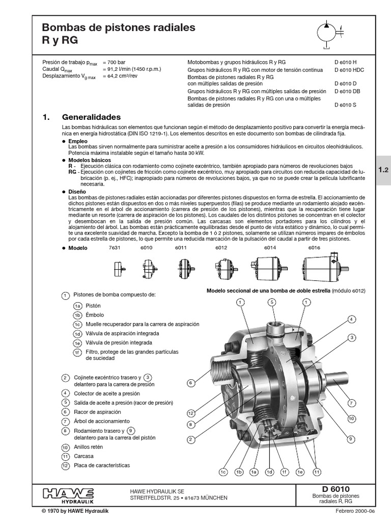 Bombas Pistones Radiales R y RG | PDF | Rodamiento (Mecánico) | Bomba