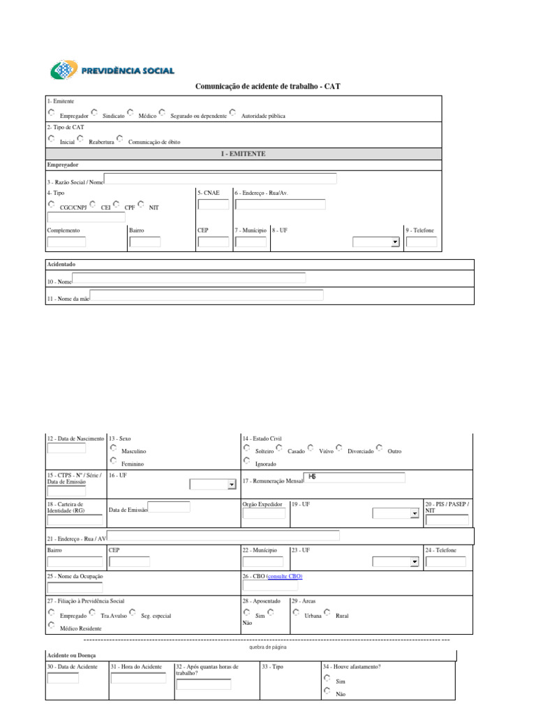 Anexo 1 - Formulário CAT 1 | PDF