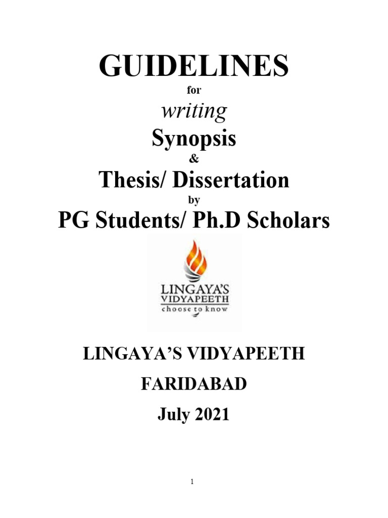 Synopsis Thesis Guidelines For Research Scholars Rev2 | PDF | Thesis ...