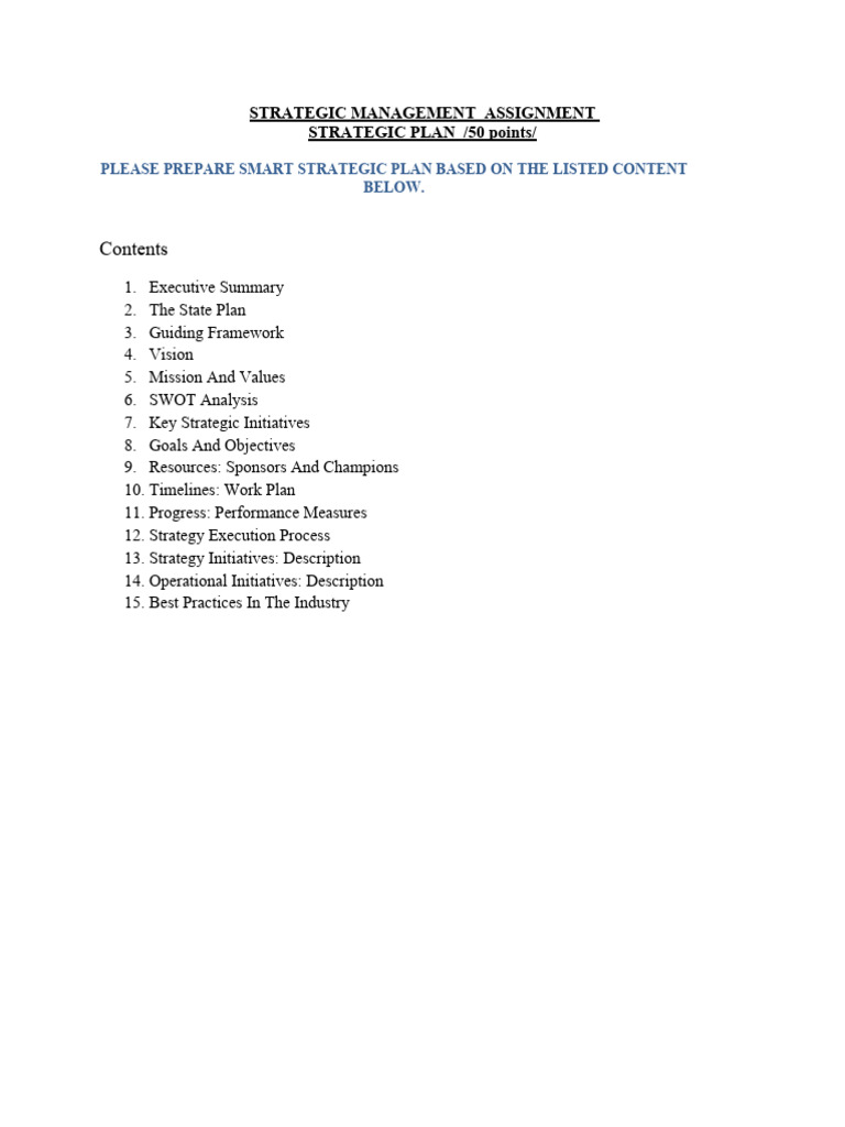Strategic Management Assignment | PDF