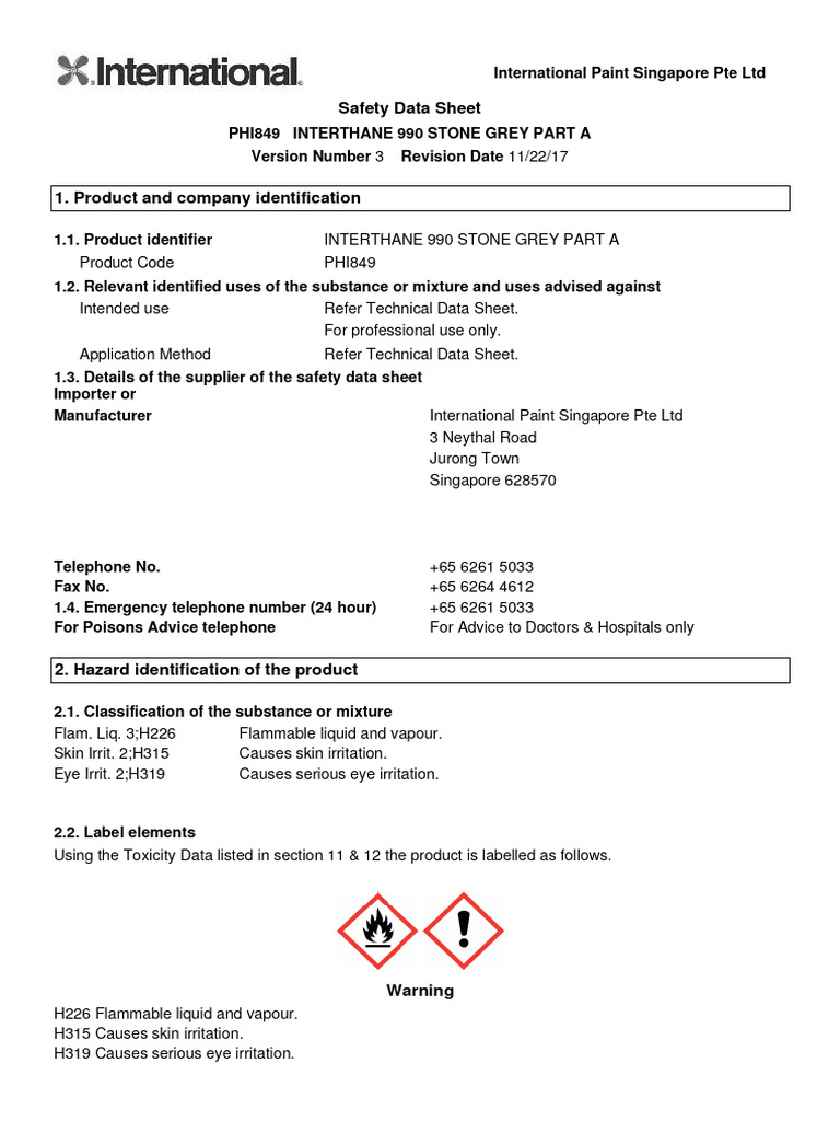 MSDS Gray Interpaint | PDF | Safety | Occupational Safety And Health