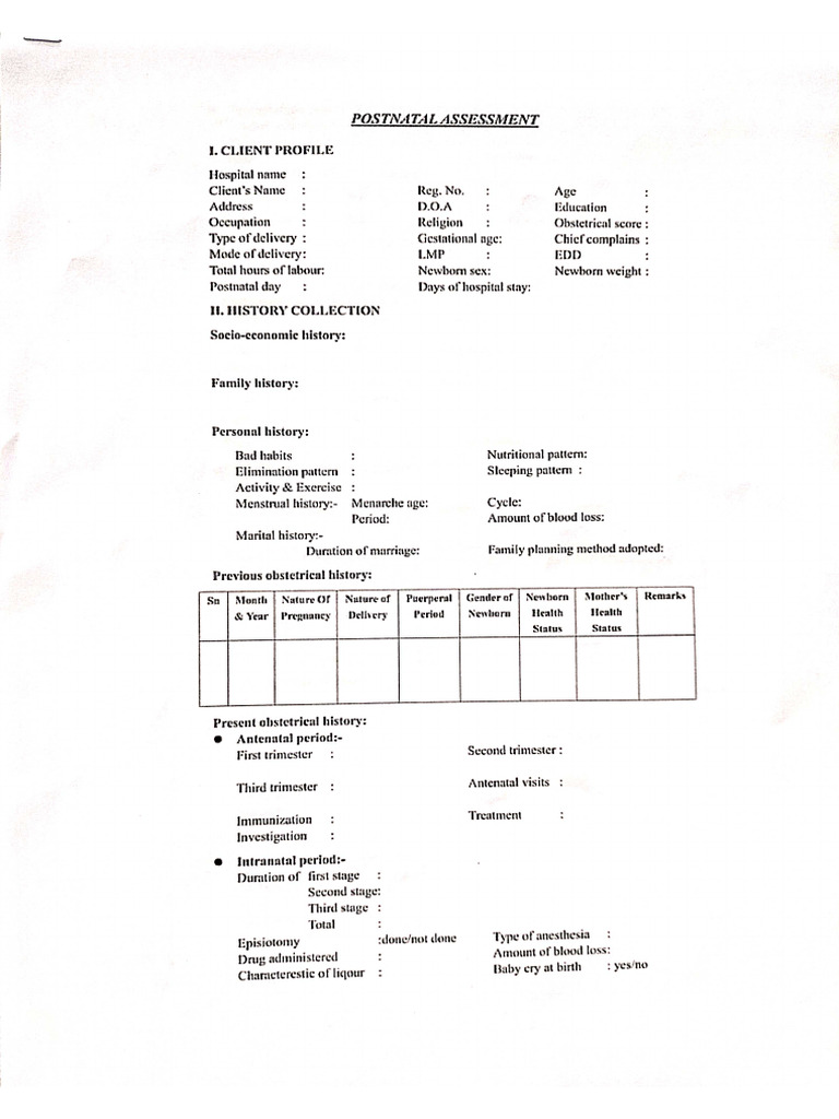 Postnatal Assessment | PDF