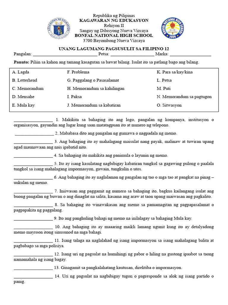 1ST Summative Set B | PDF