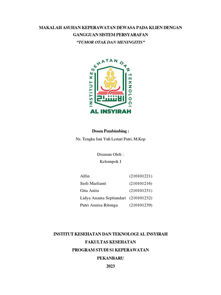 Makalah Tumor Otak Dan Meningitis | PDF